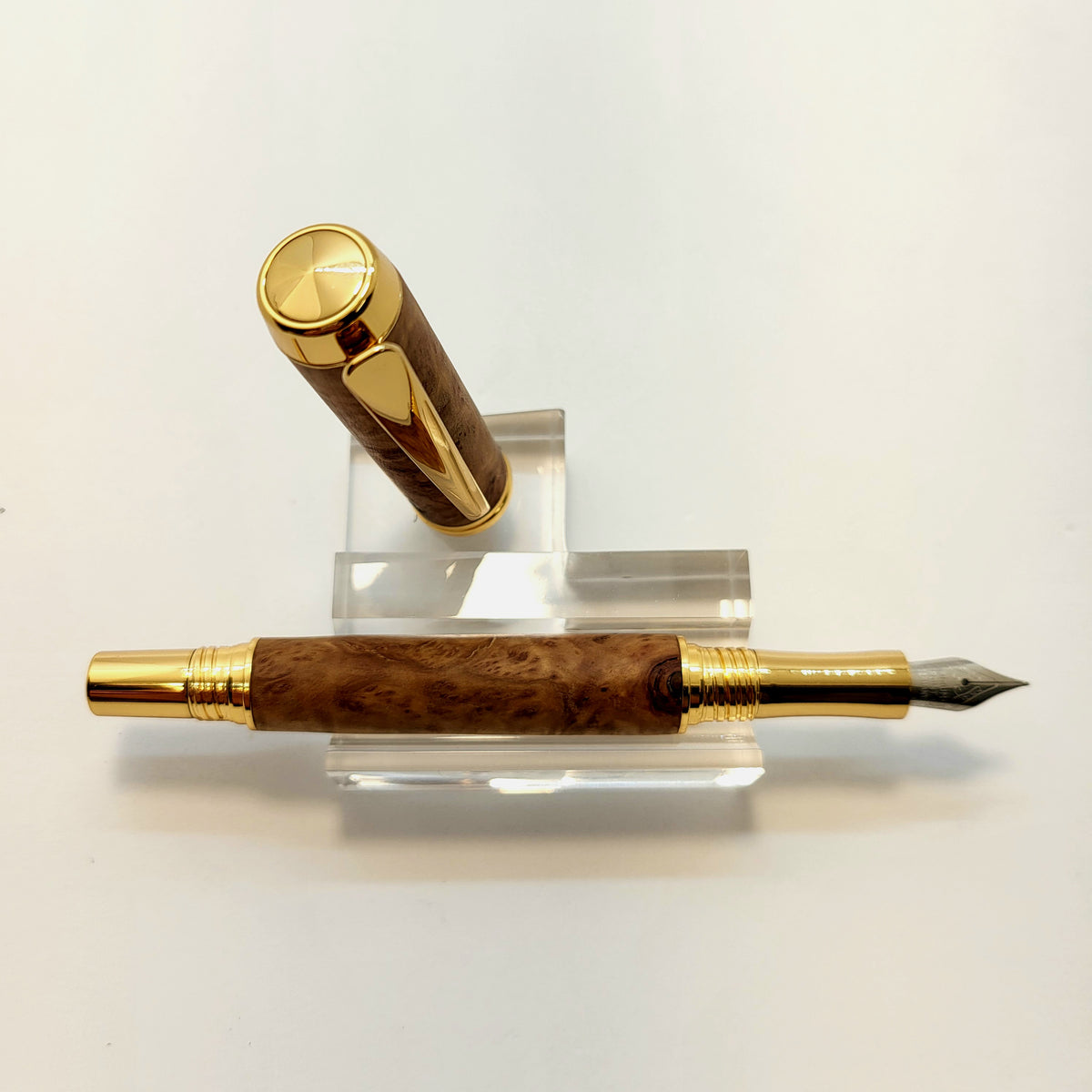 Australian Yellow Box Burl/Gold/Algonquin Fountain Hand-Turned Pen ...
